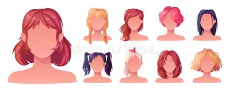 Woman Hairstyles Stylish Types With Head And Neck Portrait Vector Set
