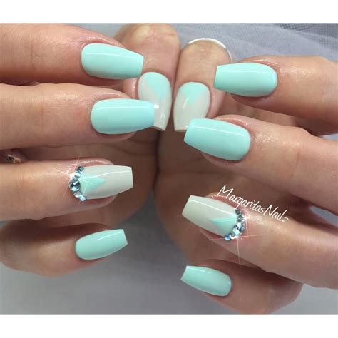 Mint Green Nail Designs With Rhinestones Design Talk