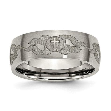 Titanium 8mm Laser Design Brushed Band Sgg
