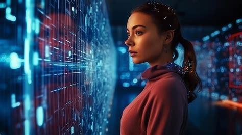 Premium Ai Image Ai Generated Content Concept Artist Woman Using Ai Art Assistant To Generate