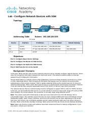 Hands On Lab Configuring Network Devices With Secure Shell SSH