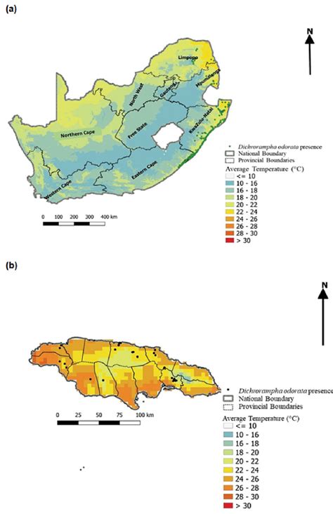 Average Annual Temperatures In A South Africa With Distribution Of