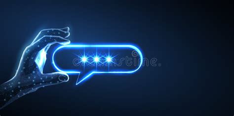 Chat Bot Assistance Polygonal Bubble Speech In Digital Hand Ai Chatbot Service Virtual