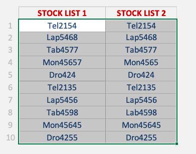 Compare Two Lists In Excel For Matches With The MATCH Function