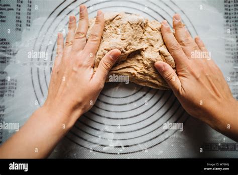 Making Dough By Female Hands Homemade Preparation Of Bread Stock Photo Alamy