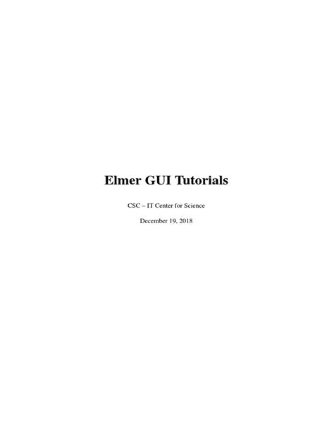 Elmer Gui Tutorials Csc It Center For Science December 19 2018 Pdf Linear Elasticity