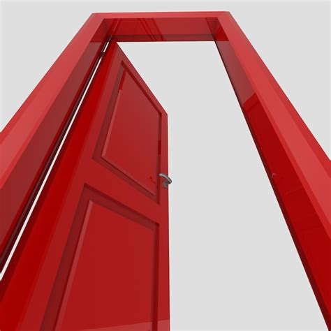 Ilustración de puerta interior de madera roja conjunto diferente