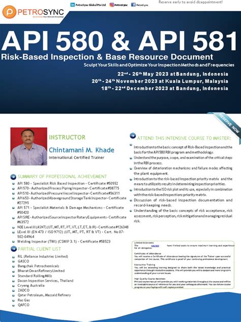 Petrosync Api 580 And Api 581 Risk Based Inspection And Base Resource Document 2023 Oil Gas