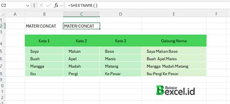 Rumus Untuk Mengambil Nama Sheet Di Excel Belajar Excel