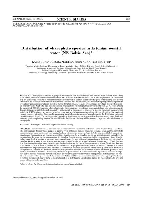 Pdf Distribution Of Charophyte Species In Estonian Coastal Water Ne