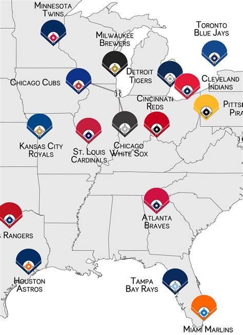 Mlb Stadiums Map Print Major League Baseball Stadiums Us Map Poster