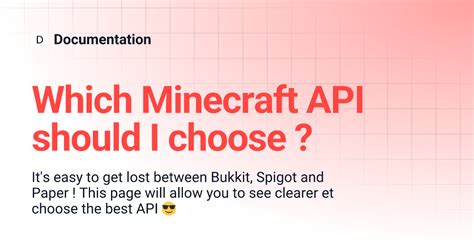 Which Minecraft Api Should I Choose Documentation