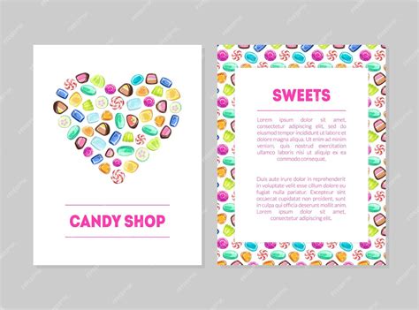 Premium Vector Candy Shop Banner Templates Set With Colorful Sweets