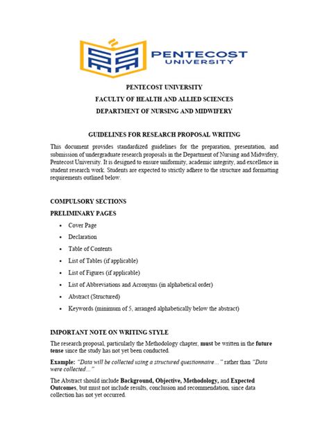 Guidelines For Research Proposal Writing Pu Pdf Methodology Science