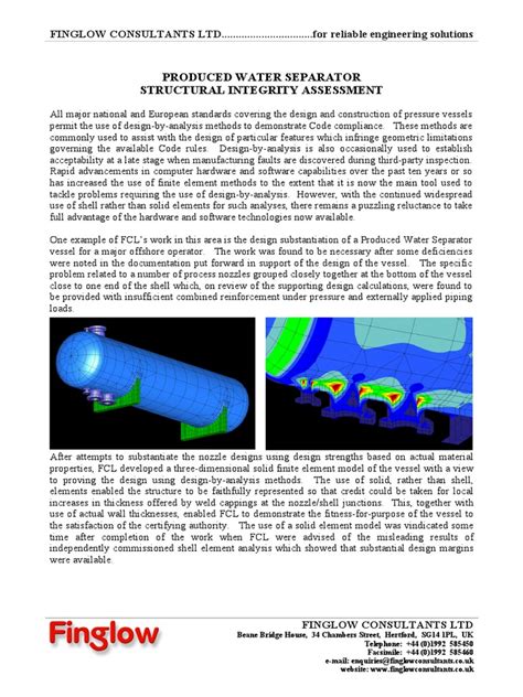 Produced Water Separator Case Study Pdf Finite Element Method Design