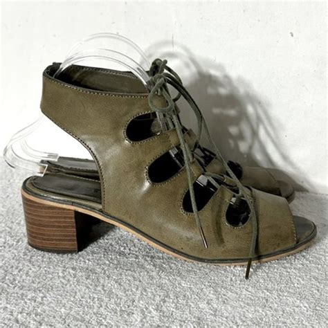 Hot Kiss Shoes Hot Kiss Karen Olive Green Leather Open Toe Open