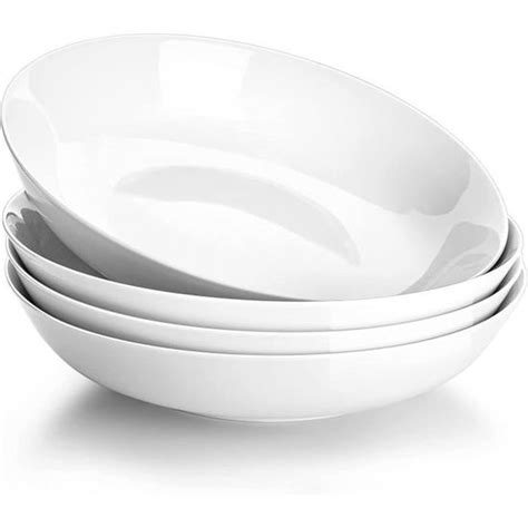 MALACASA Série Regular 1100ml Assiettes à Pates en Porcelaine