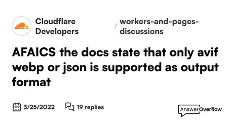 Afaics The Docs State That Only Avif Webp Or Json Is Supported As Output `format` Cloudflare