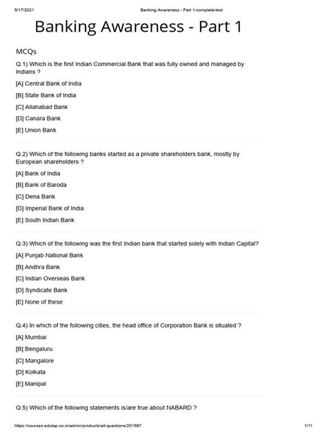Banking Awareness Part 1 Complete Test Lyst8280 Pdf Reserve Bank