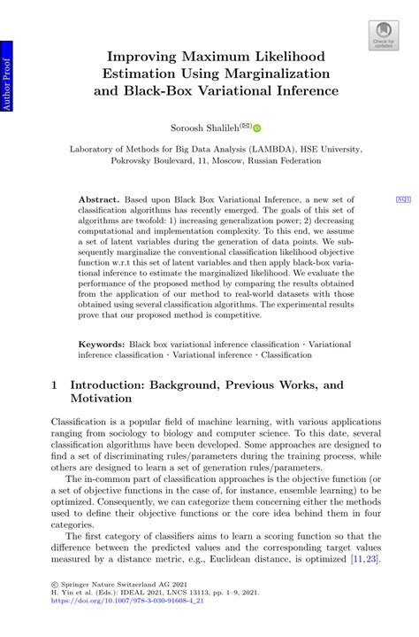 Pdf Improving Maximum Likelihood Estimation Using Marginalization And