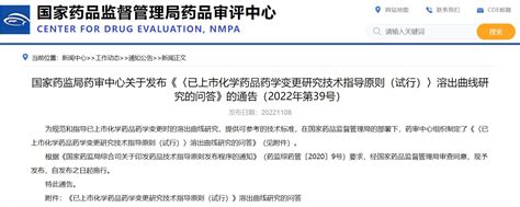 政策法规《 已上市化学药品药学变更研究技术指导原则（试行）》溶出曲线研究的问答（附法规概览1107 1111） 新领先