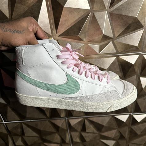 Nike Blazer Mid 77 Trainers In White And Green Depop