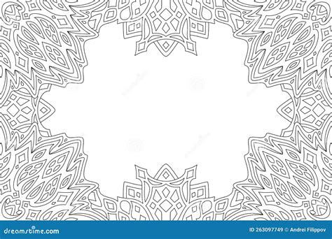Line Art For Coloring Book With Rectangle Border Stock Vector