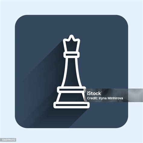 긴 그림자 배경으로 격리 된 흰색 라인 체스 아이콘 비즈니스 전략 게임 관리 금융 파란색 정사각형 버튼 벡터 체스판에 대한 스톡 벡터 아트 및 기타 이미지 Istock