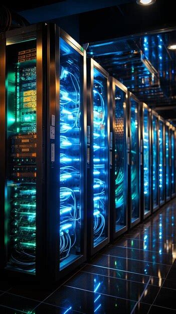 Premium Photo Server Rows In A Data Centre