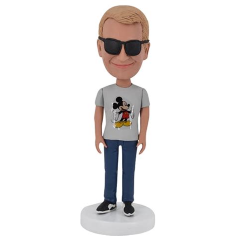 Custom Bobble Head With Sunglasses And Disney Mickey Mouse Bbobbler