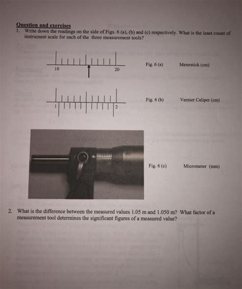 Solved Question And Exercises 1 Write Down The Readings On Chegg