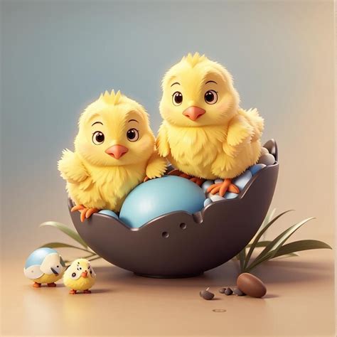 Premium Photo Cute Chicks Are Hatching Vector