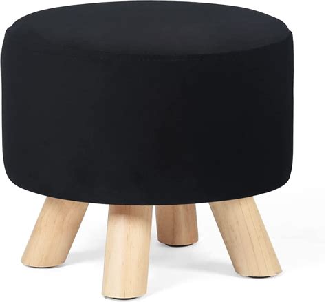 Bvuoibou Round Small Footrest Ottoman Velvet Fabric Padded Footstools