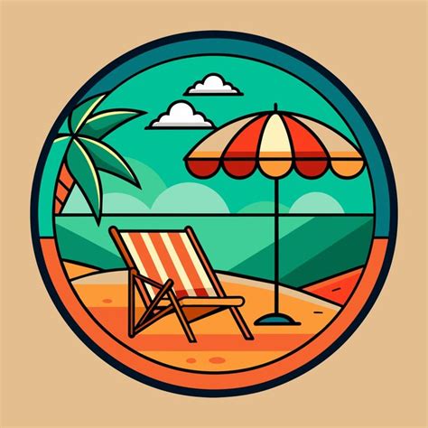 Premium Vector Beach Chair Landscape Summer Holidays Vacation Loungers Umbrellas Hand Drawn