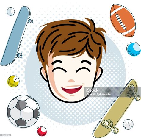 귀여운 소년의 얼굴 인간의 머리입니다 벡터 빨강 머리 문자 웃는 아이 얼굴 특징 스포츠 및 엔터테인먼트 클립 아트 귀여운에 대한 스톡 벡터 아트 및 기타 이미지 Istock