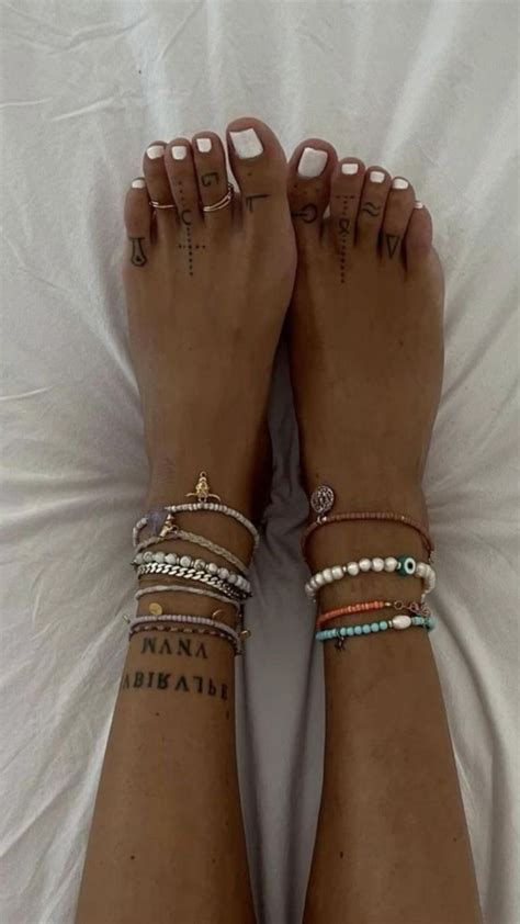 White Toes Tattoos Anklets Stacked Tattoos On Ankle Nana Boho Outfit