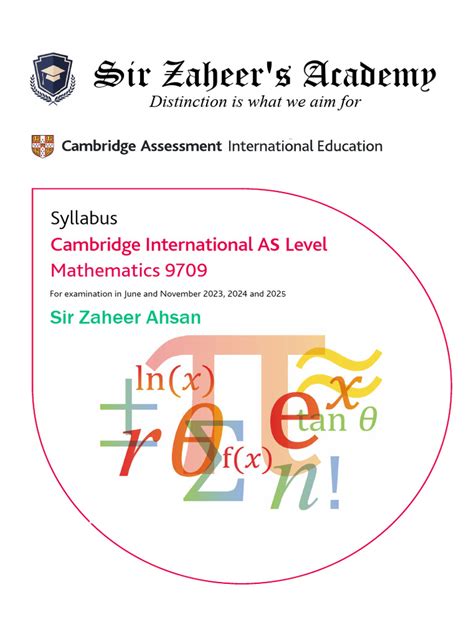 As Maths Specifications 2024 Pdf Trigonometric Functions Force