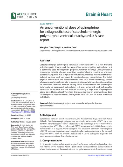 Pdf An Unconventional Dose Of Epinephrine For A Diagnostic Test Of Catecholaminergic