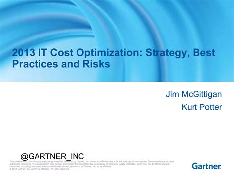 Gartner 2013 It Cost Optimization Strategy Best Practices And Risks