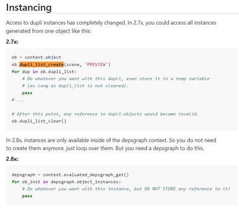 instances replacement for dupli list and dupli list create blender