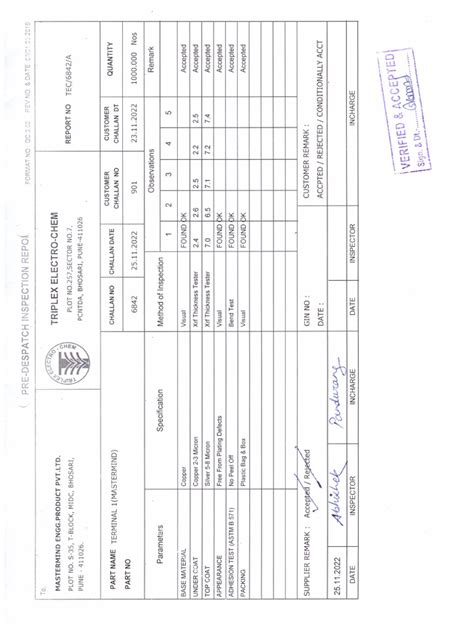 Plating Thickness Report Pdf