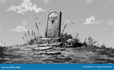 Endearing Cartoon Tombstone On A Grey Background Stock Image