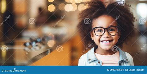 Optician Fitting Glasses On Smiling Girl In Optical Store With Blurred