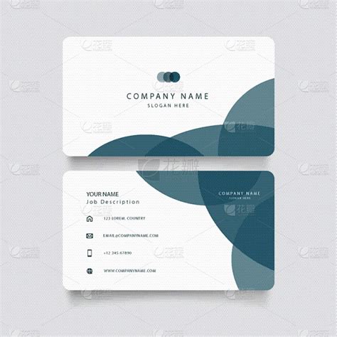 圆形 极简构图 名片 矢量 抽象 青绿色 商务 几何形状 边框 技术 花瓣网