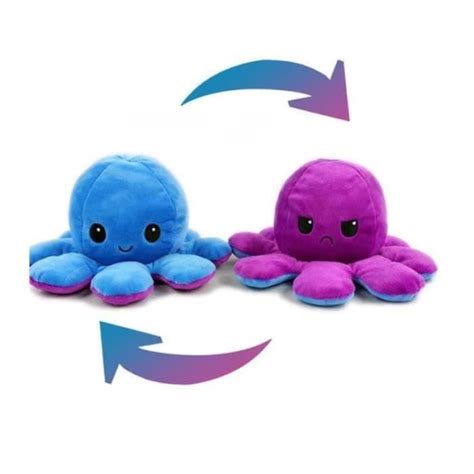 DC06420 Peluche de pieuvre à double face Bleu violet 1 pièce