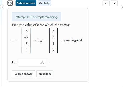 Solved Attempt 1: 10 ﻿attempts remaining.Find the value of k | Chegg.com