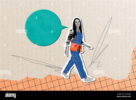 Surreal Poster Collage Of Successful Professional Worker Woman Isolated