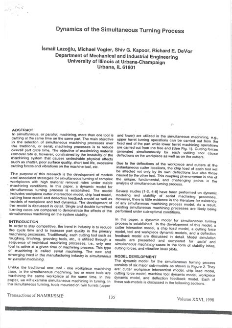 Pdf Dynamics Of The Simultaneous Turning Process
