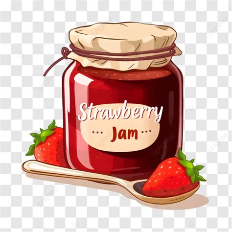 一罐草莓果醬和湯匙卡通 罐 草莓 果酱png去背圖片素材免費下載，免摳圖設計圖案下載 Pngtree