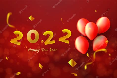 Premium Vector 2022 New Year Red Greetings Background